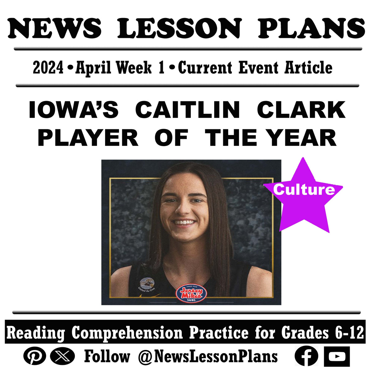 Caitlin Clark 2024 Basketball Player of the Year_Current Events Lesson ...