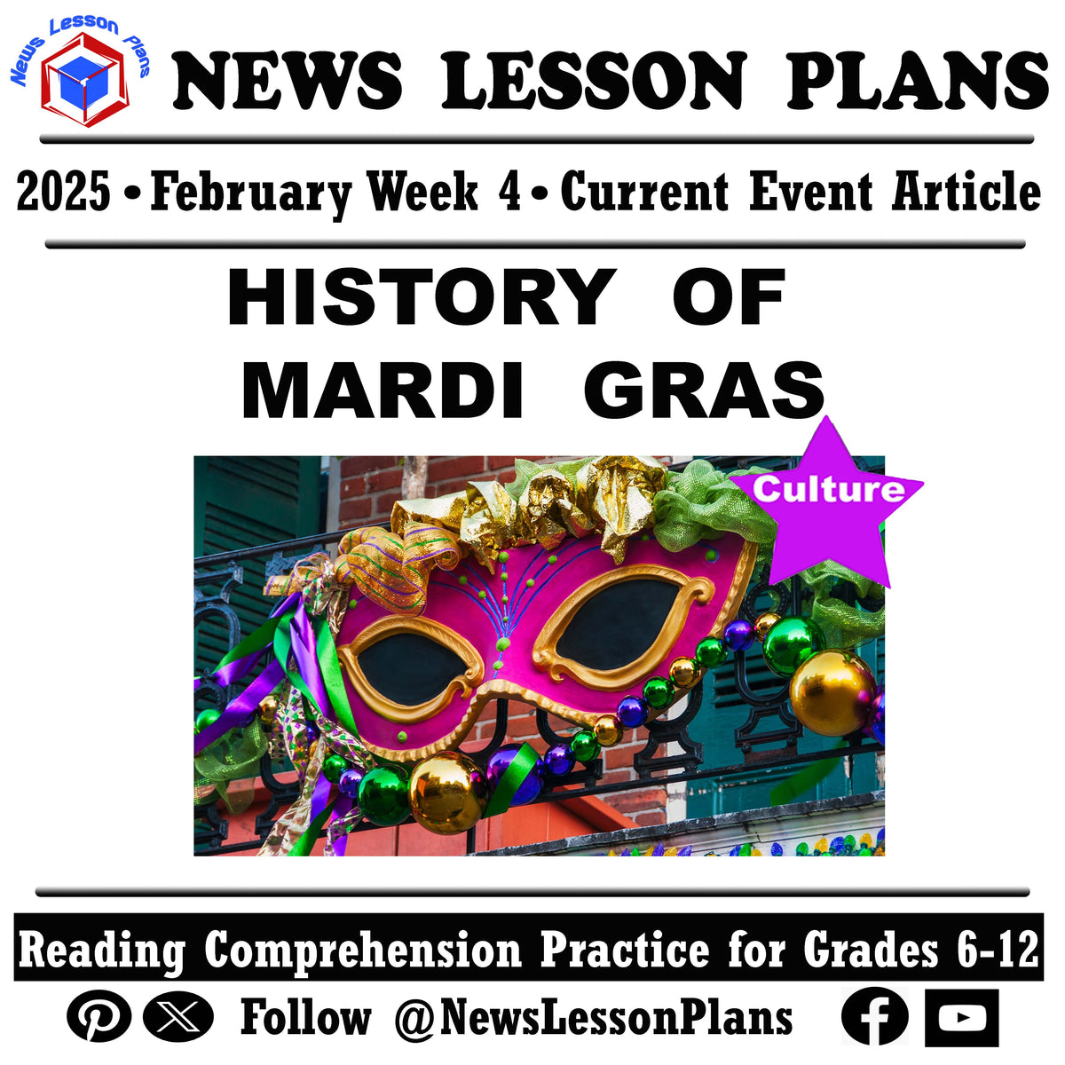 History of Mardi Gras - PDF Lesson Plan for Reading Practice – News ...